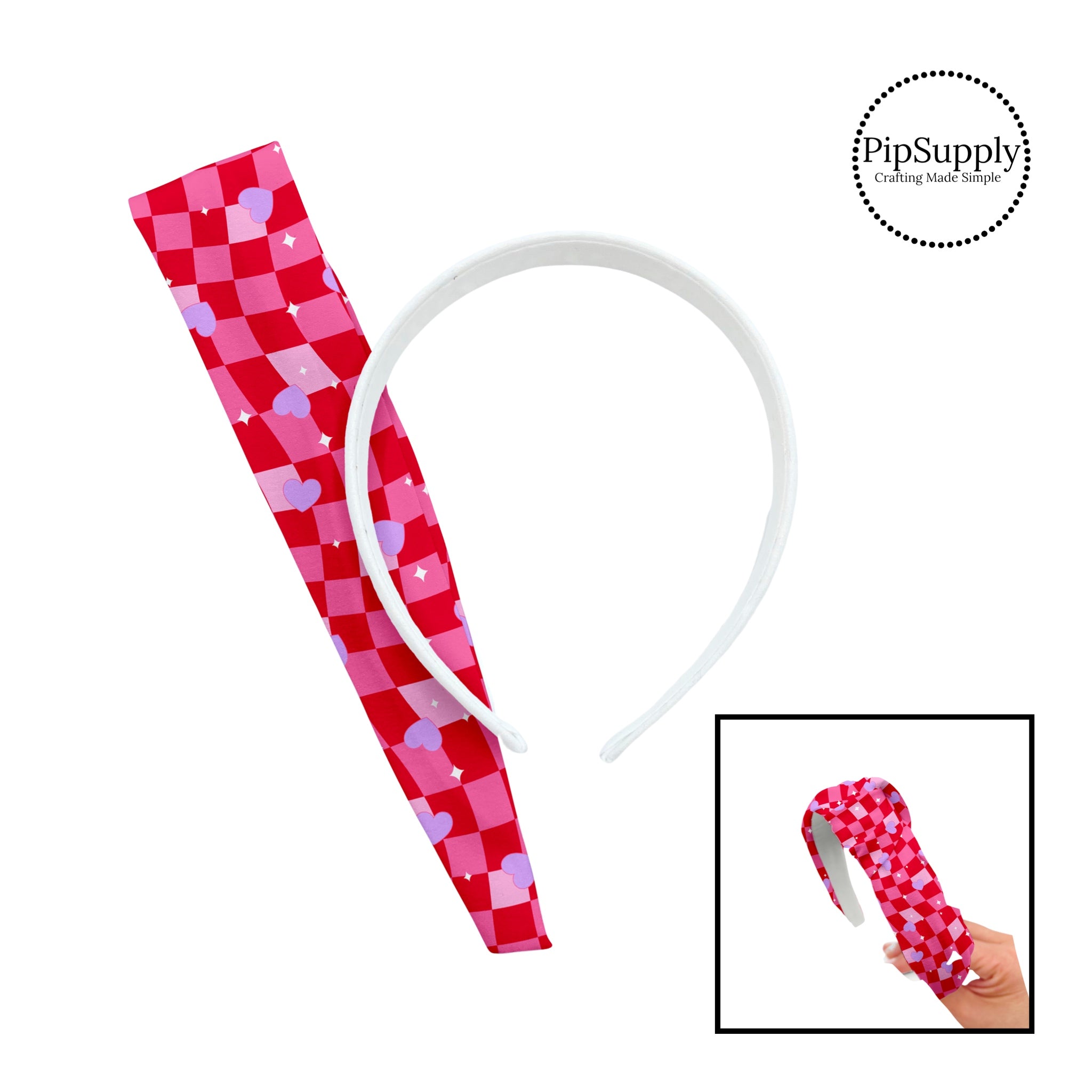 Hearts on Wavy Checkered Headband Kits - Wavy Valentines Heart Checker ...