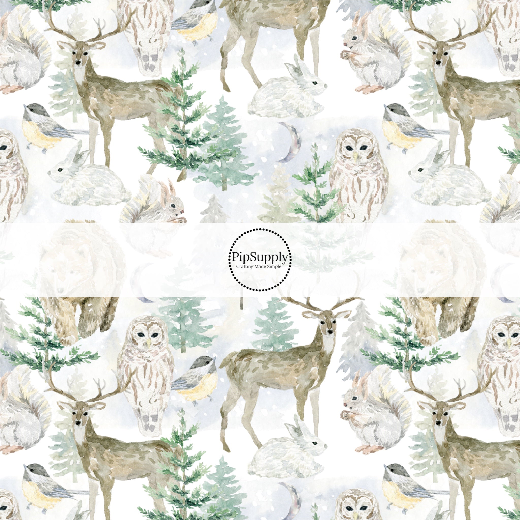 Winter Woodland Fabric By The Yard - Winter Woodland Animals Fabric By ...