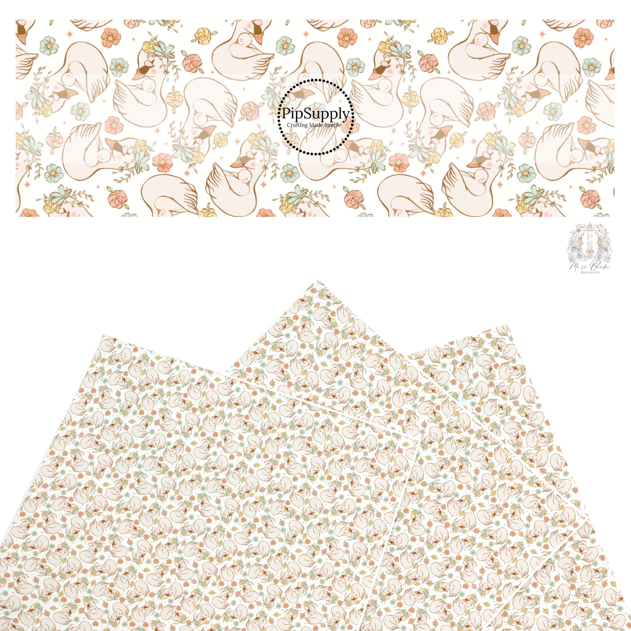 Spring Swans Faux Leather Sheets - Woodland Swan Faux Leather Sheets ...