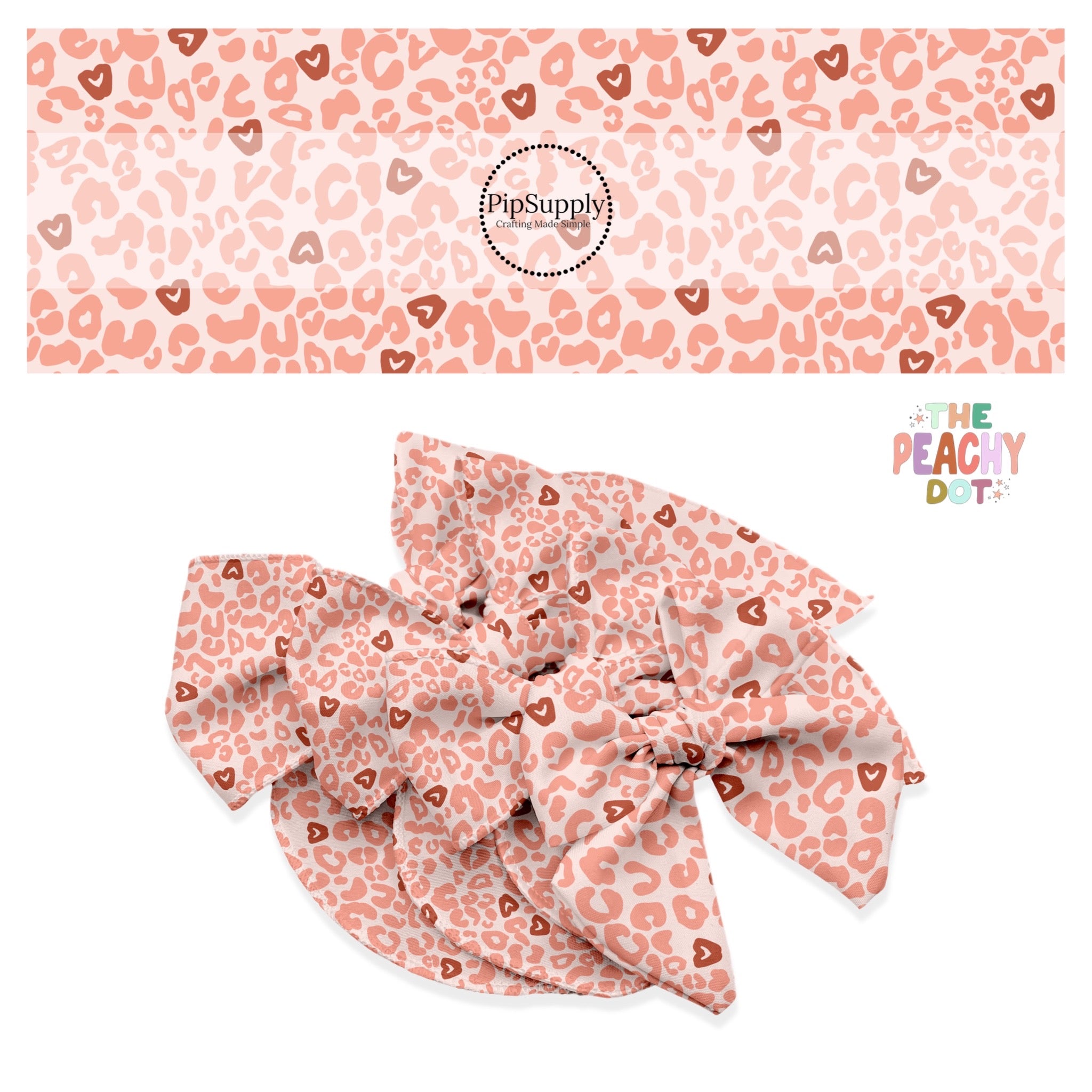 Pink Leopard Print Valentine No Sew Bow Strips - Animal Print Custom ...