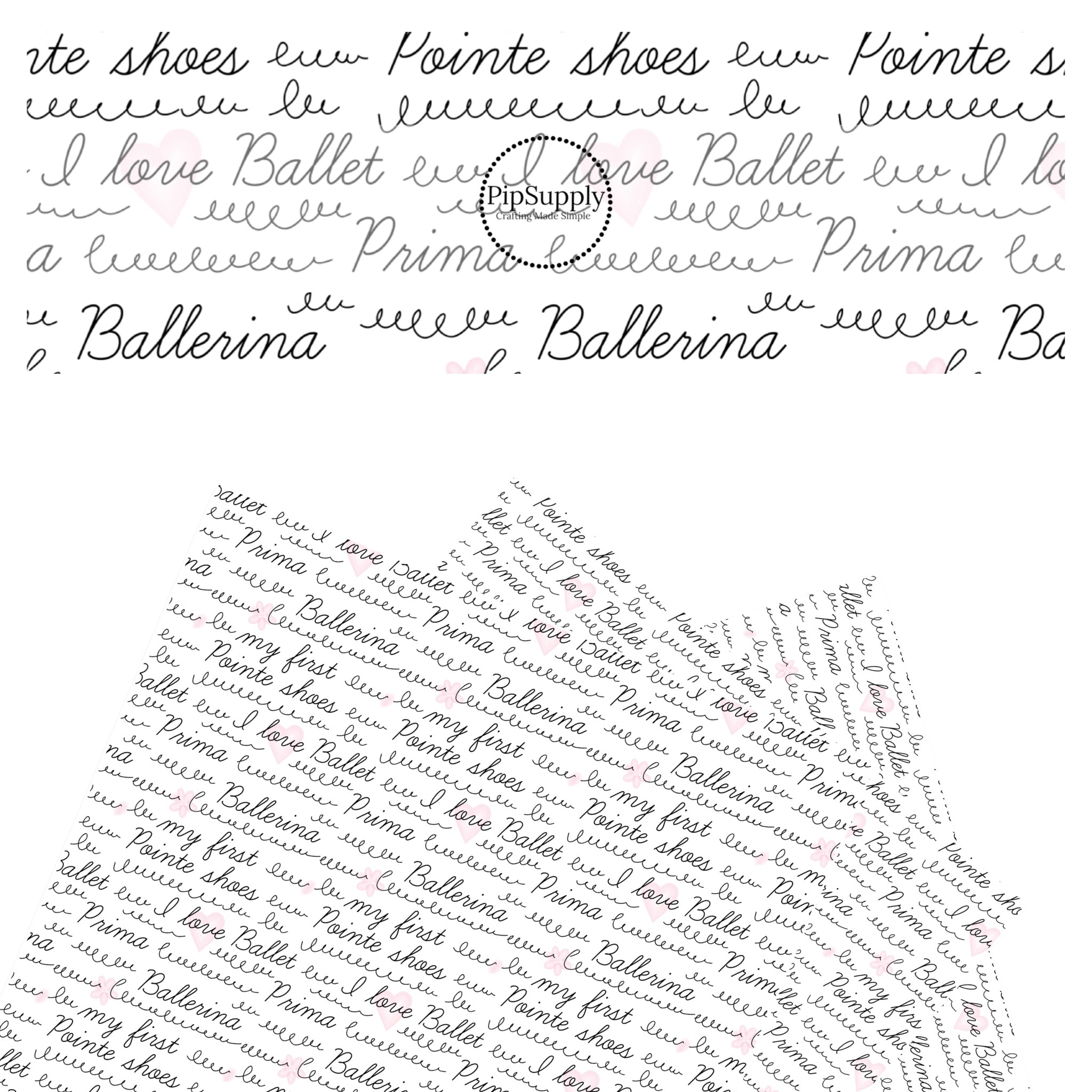 Cursive Ballet Writing Faux Leather Sheet - Ballet Dance Faux Leather ...