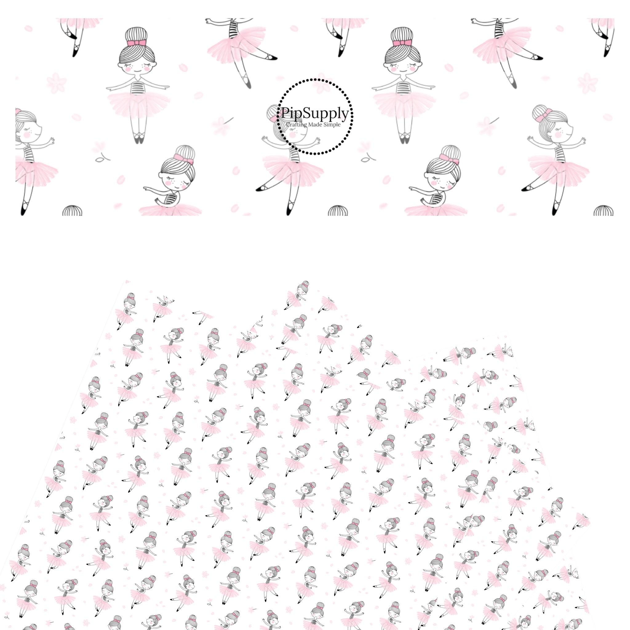 Dancing Ballerina with Pink Tutu Faux Leather Sheet - Ballerinas on ...