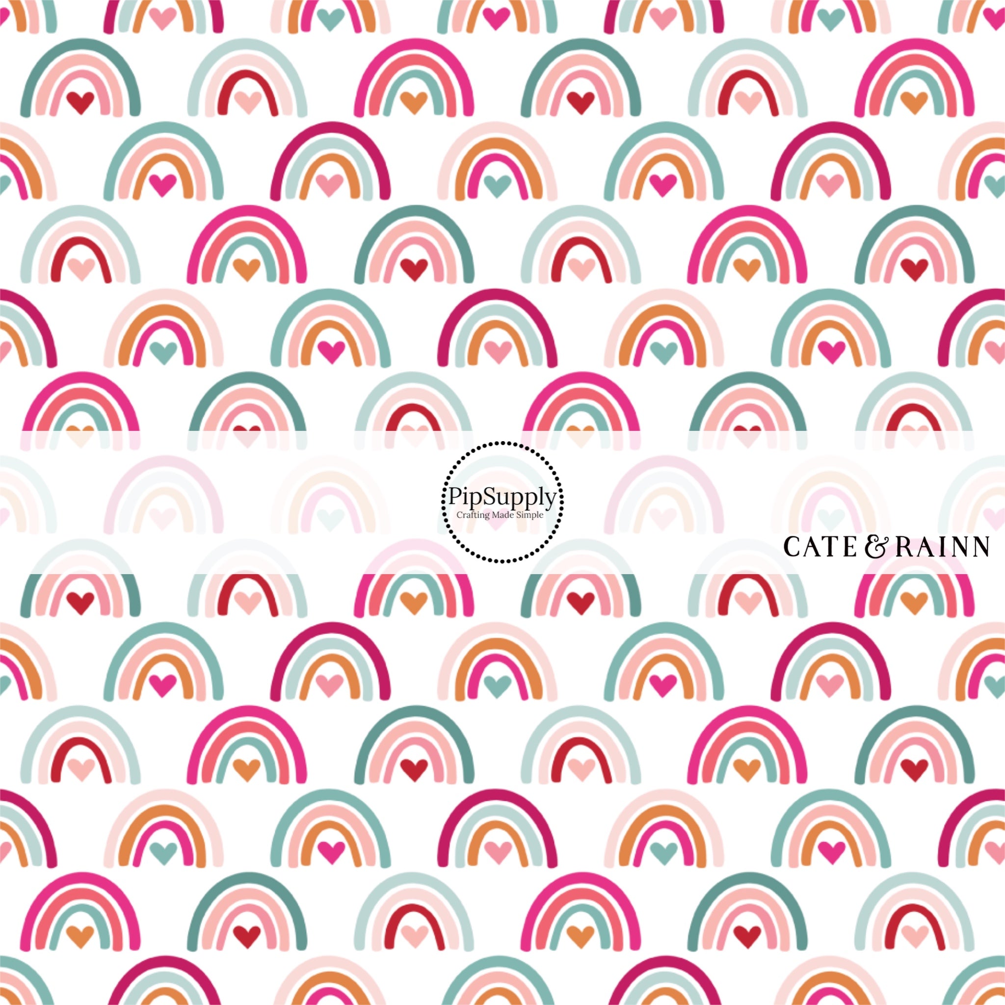 Blue and Pink Rainbows with Hearts Bow Strips - Rainbows Over ...