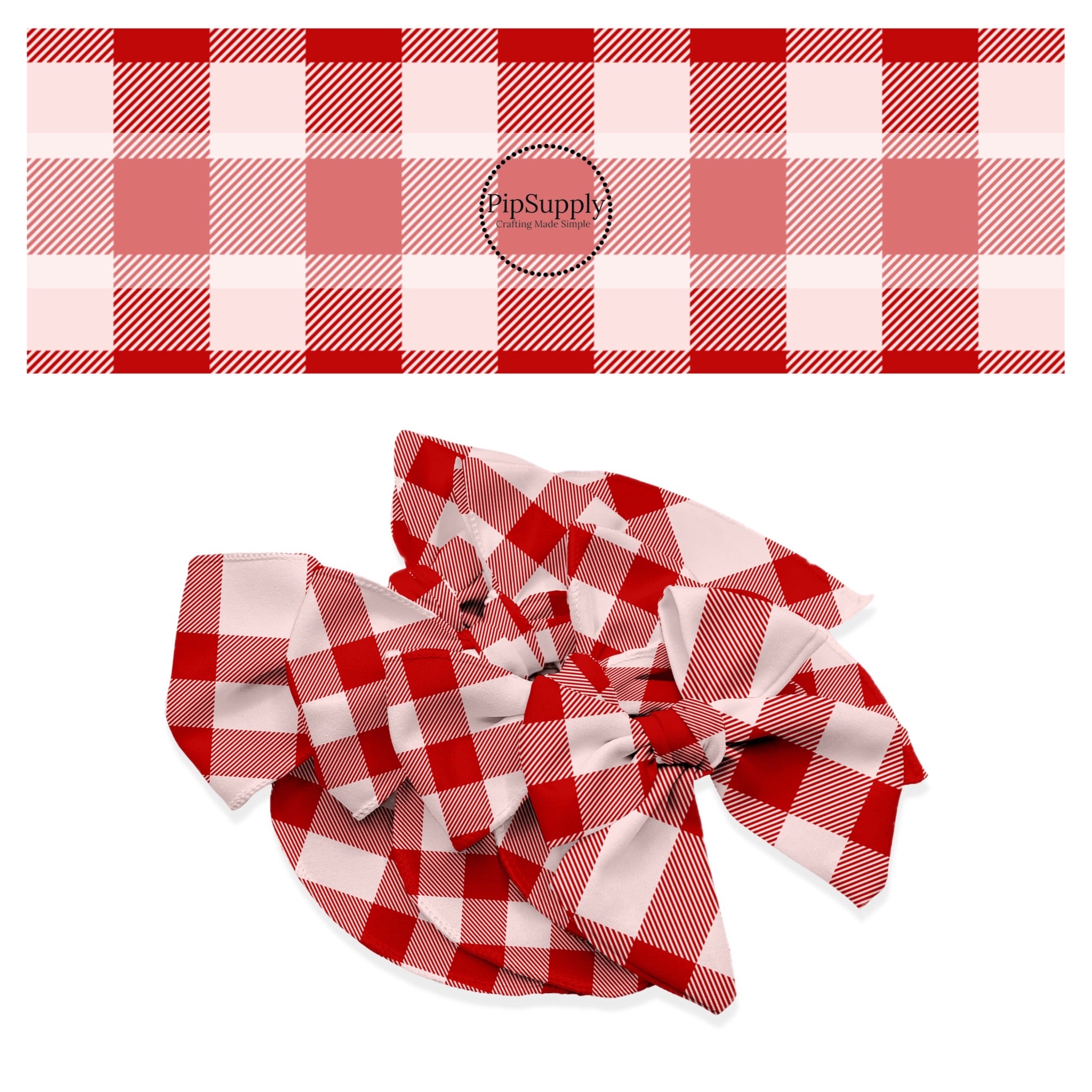 Red Picnic Plaid Bow Strips - Romantic Picnic Plaid Bow Strips - Plaid ...