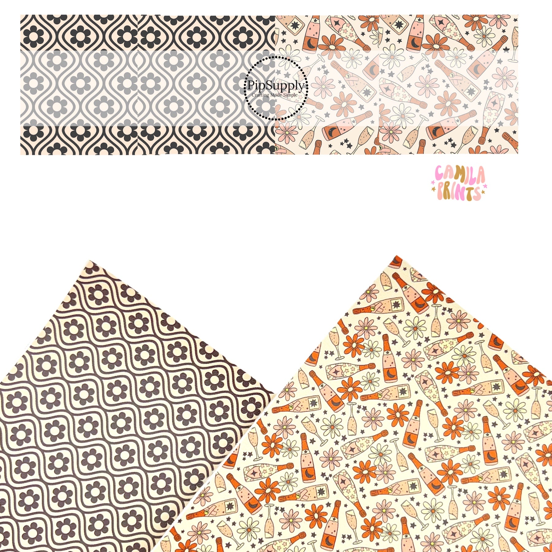 New Years Patterned Faux Leather - Camila Prints Faux Leather Sheets ...