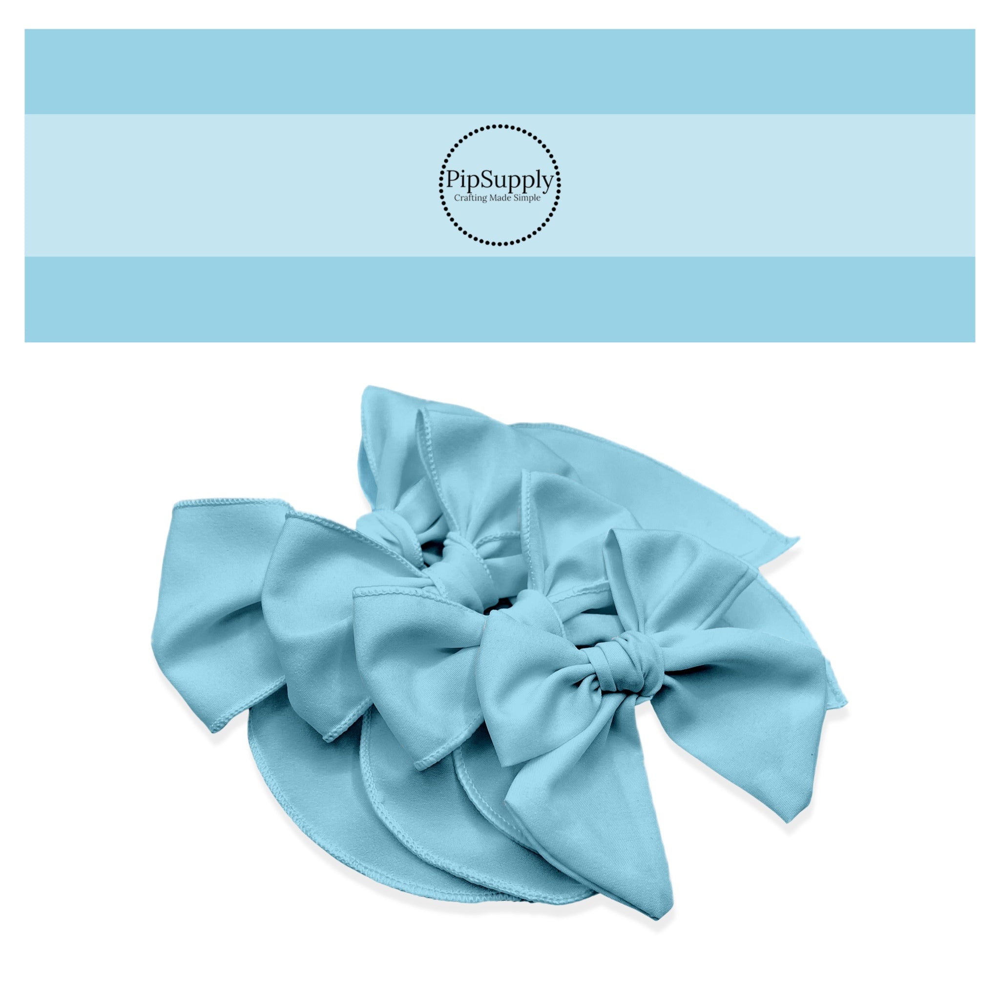 Sky Blue Bow Strips - Light Pastel Blue Bow Strips - Solid Summer Hair ...