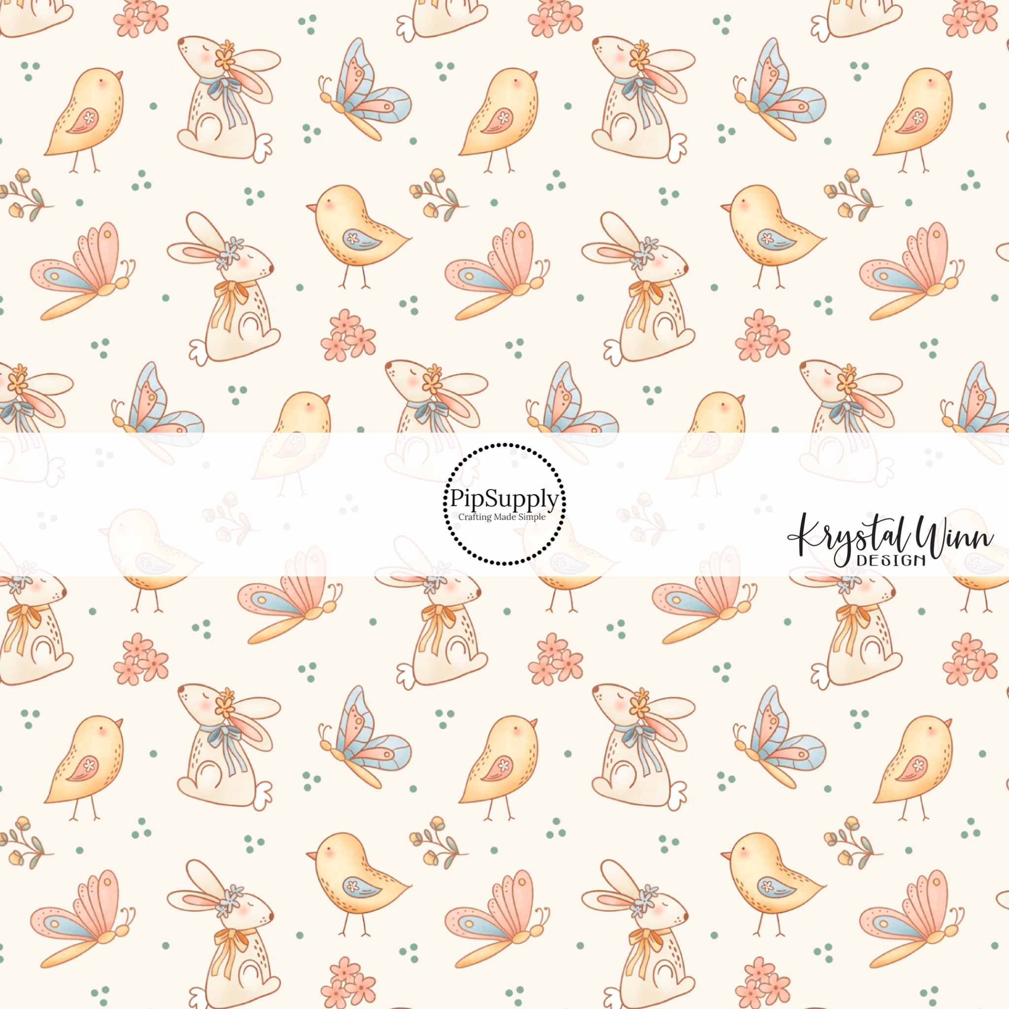 Easter Chick and Bunny Fabric By The Yard - Vintage Springtime Animals ...