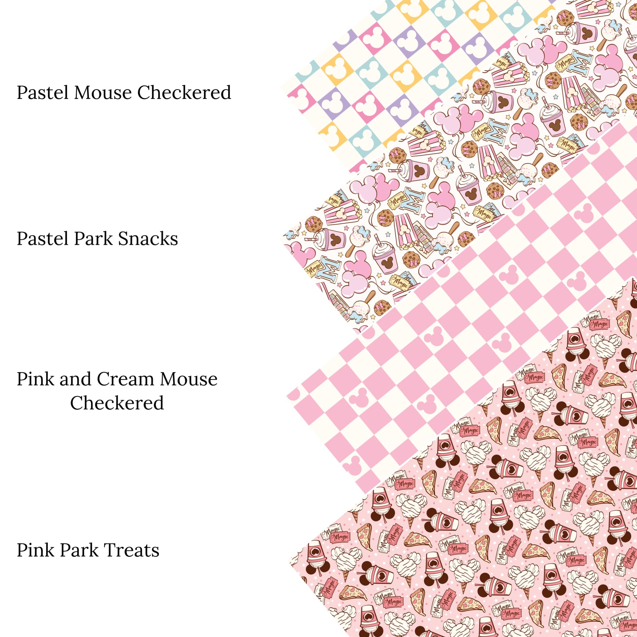 Pastel Mouse Head Checkered Faux Leather Sheet - Mouse Checkered Faux ...