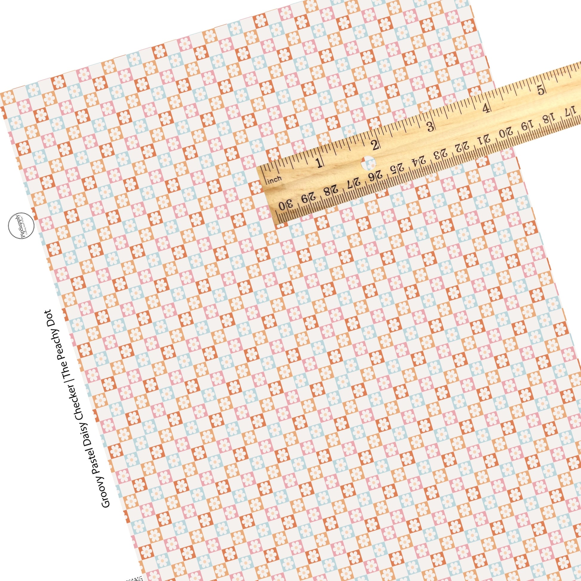 Pastel Checker with Flowers Faux Leather Sheet - Checkered Floral Faux ...