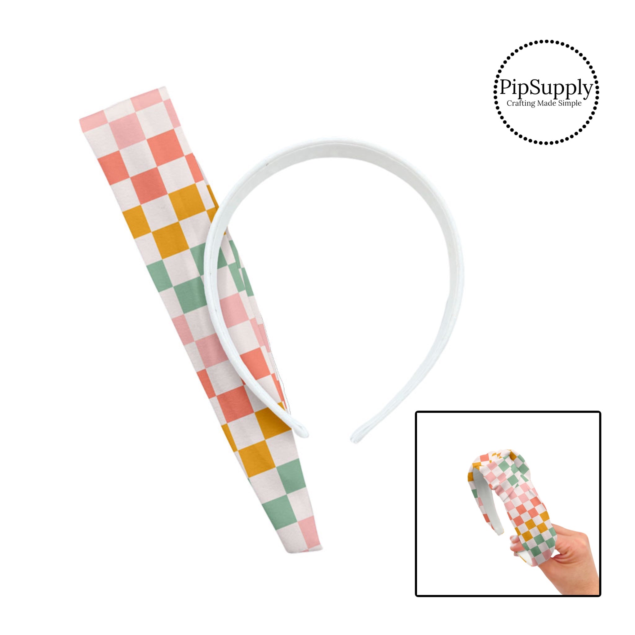 Bright Multi Rainbow Checkered Headband Kits - Retro Rainbow Checker ...