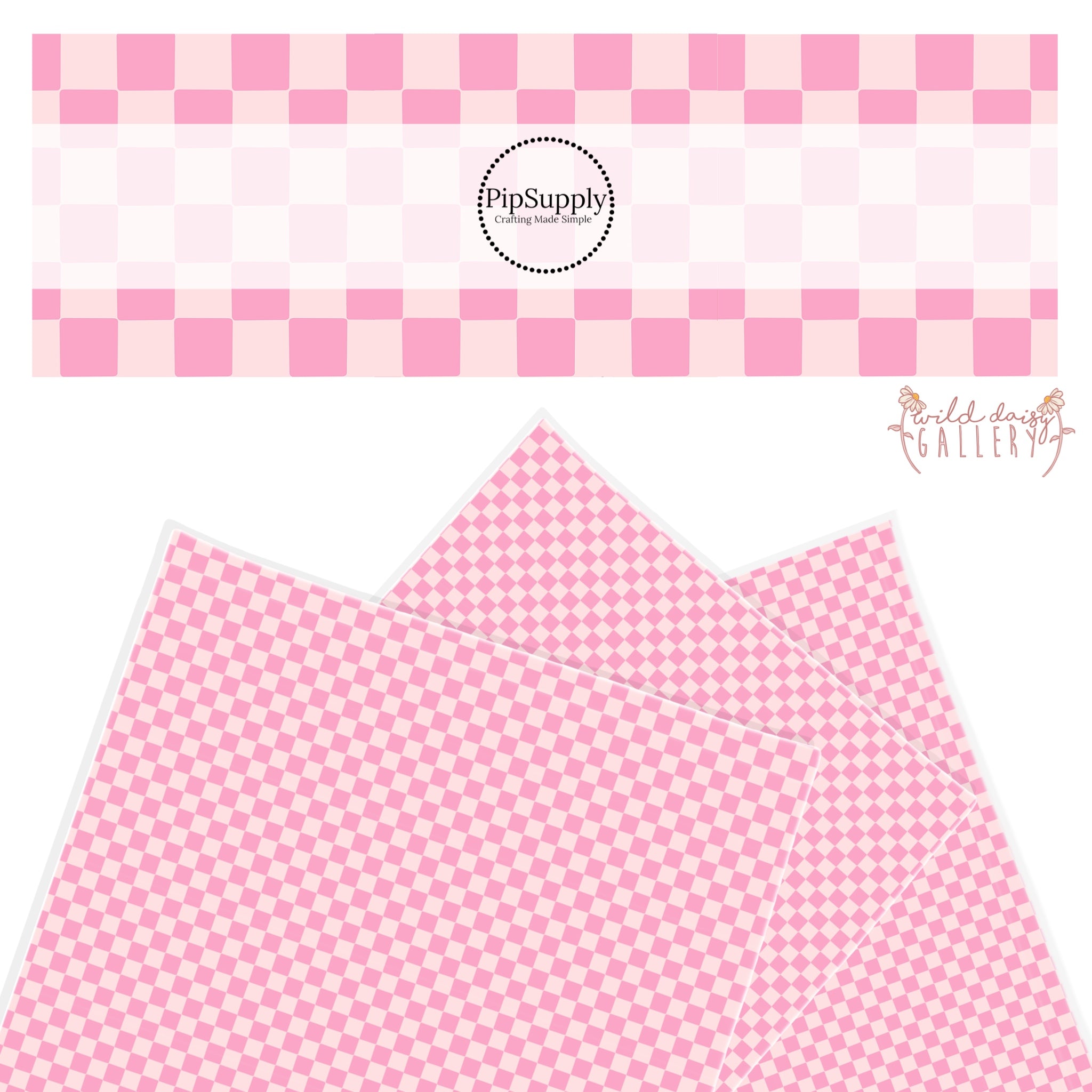 Pink and Light Pink Grid Pattern Faux Leather Sheet | Pink Checker ...